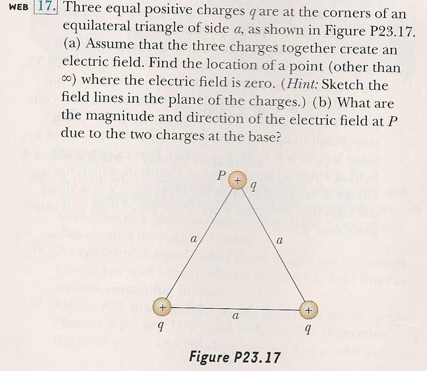 Solved Three equal positive charges q are at the corners of | Chegg.com