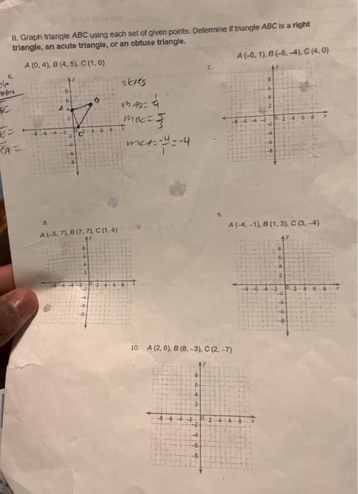 Solved 13. Graph thangie AEC ining each set of ghvin points | Chegg.com