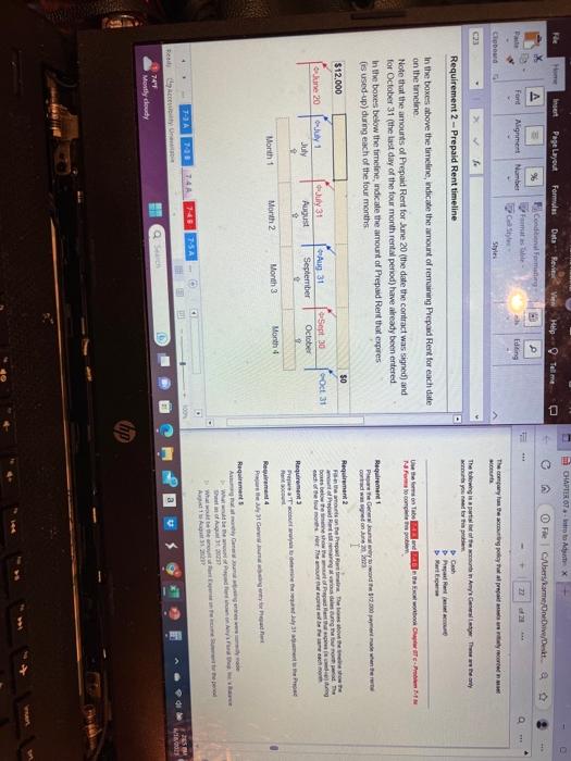 Requirement 2 - Prepaid Rent timeline In the boxes | Chegg.com