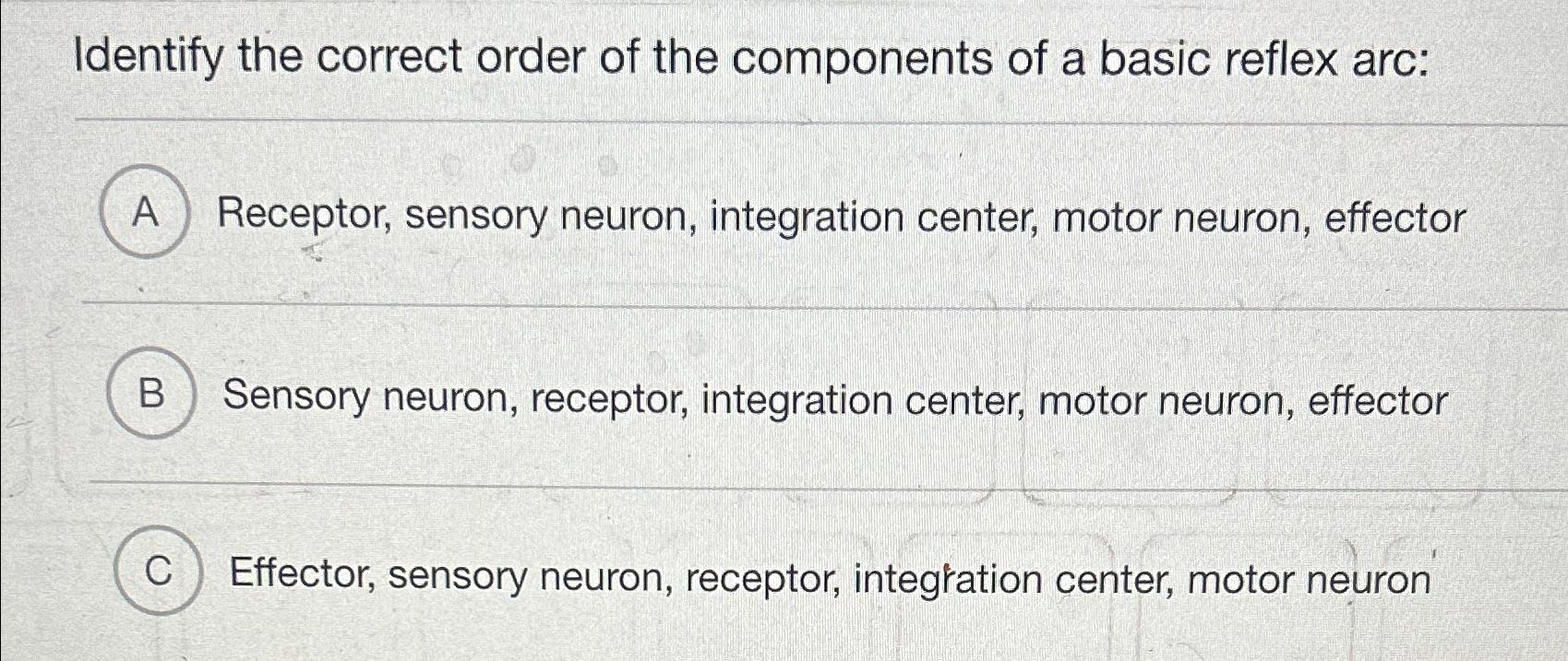 Solved Identify the correct order of the components of a | Chegg.com