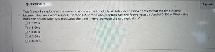 Solved Two fireworks explode at the same position on the 4th | Chegg.com