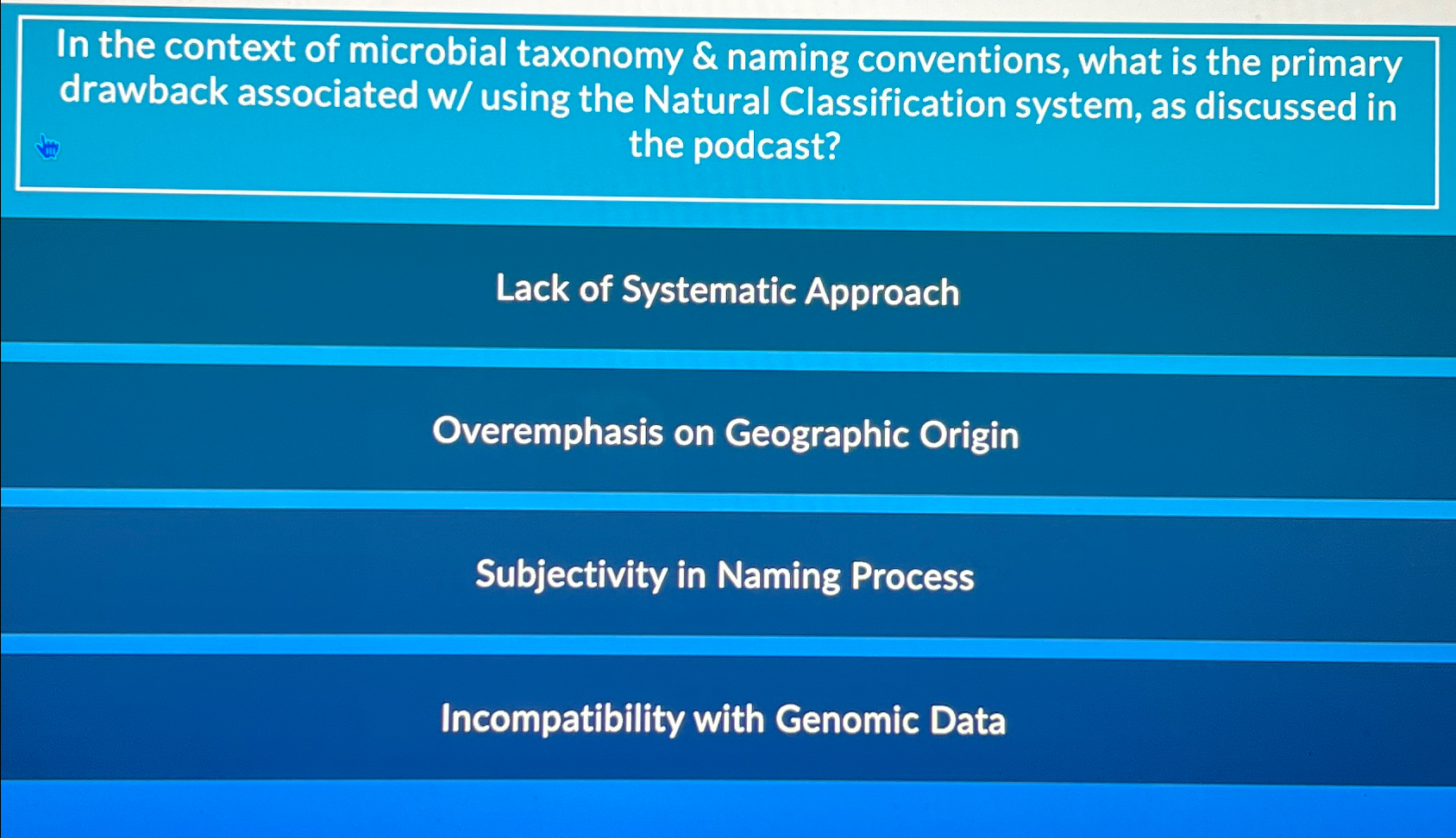 Solved In the context of microbial taxonomy & naming | Chegg.com