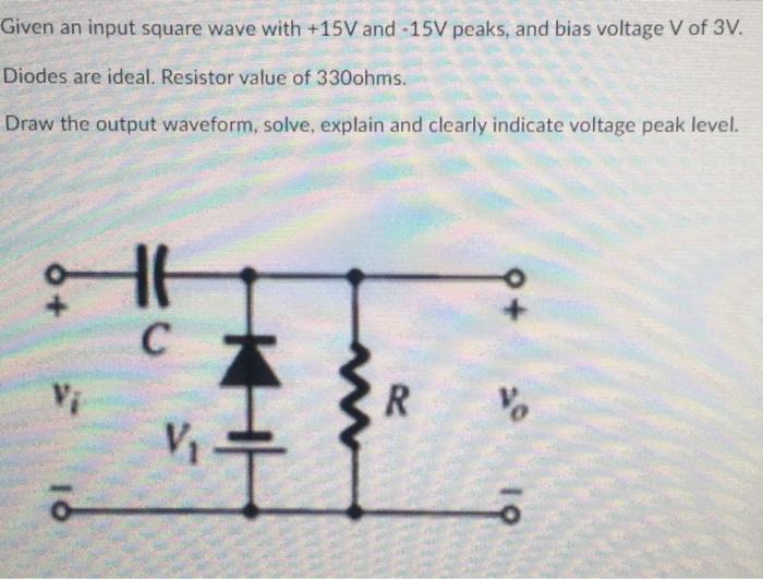 Solved Given an input square wave with +15 V and −15 V | Chegg.com