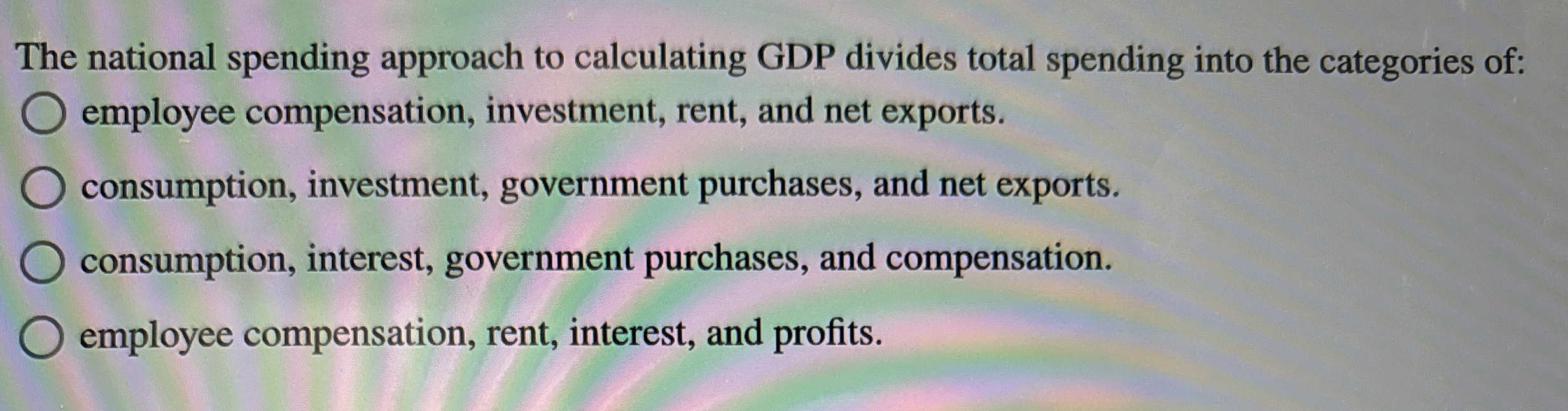 Solved The national spending approach to calculating GDP | Chegg.com