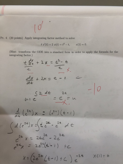 Solved Pr. 4 (20 points) Apply integrating factor method to | Chegg.com