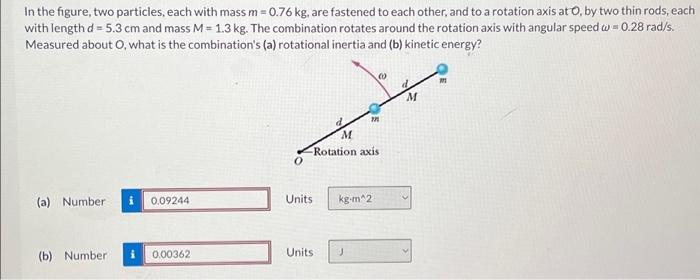Solved In the figure, two particles, each with mass m = 0.76 | Chegg.com