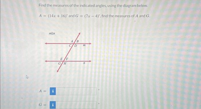 Solved Find the measures of the indicated angles, using the | Chegg.com