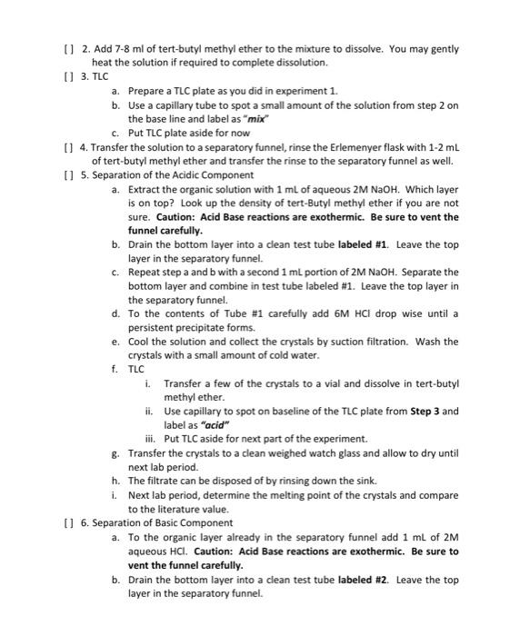 Solved Experiment 3: Separation of a Three Component Mixture | Chegg.com