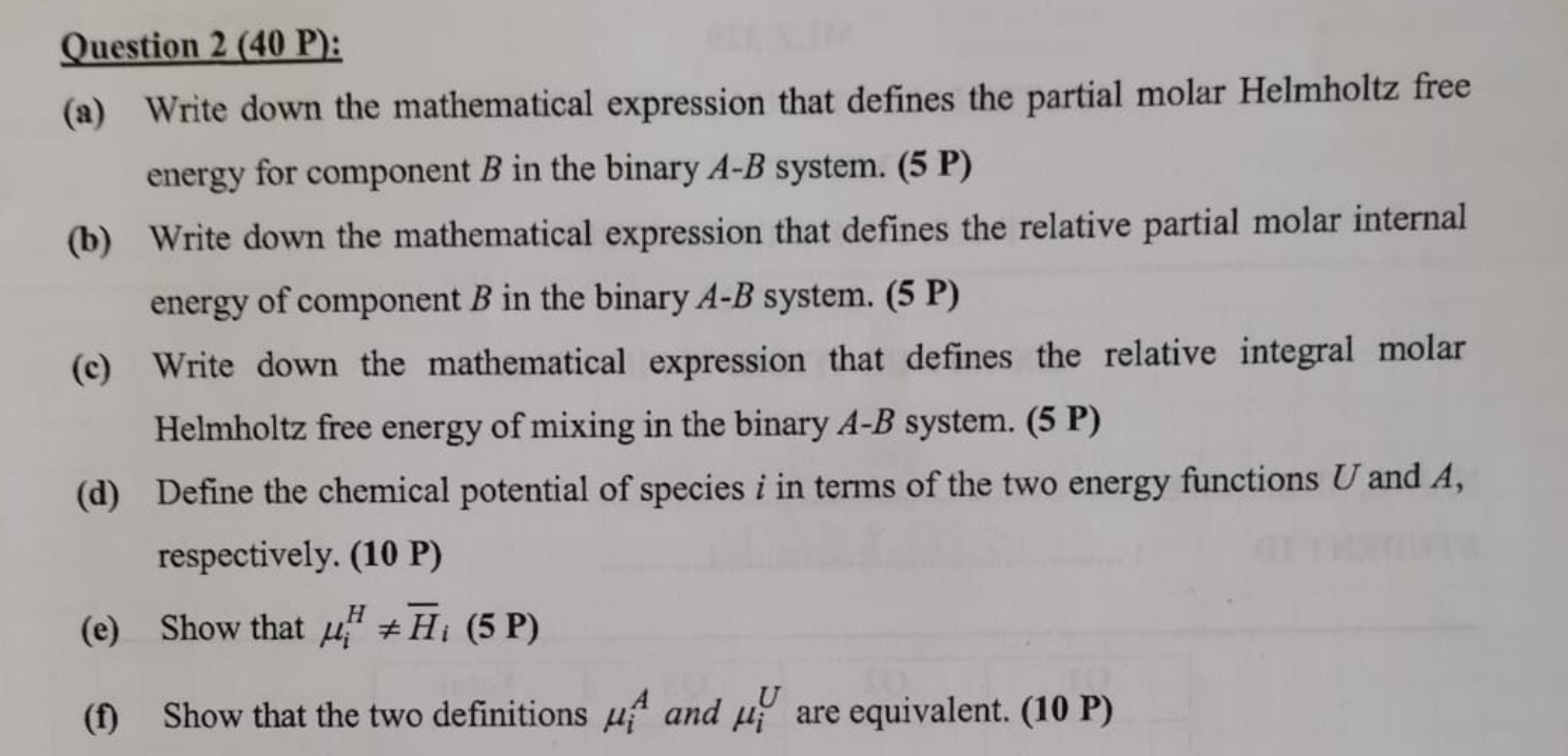 Solved Question 2(40P) ﻿:(a) ﻿Write down the mathematical | Chegg.com
