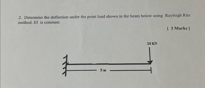 Solved 2. Determine the deflection under the point load | Chegg.com
