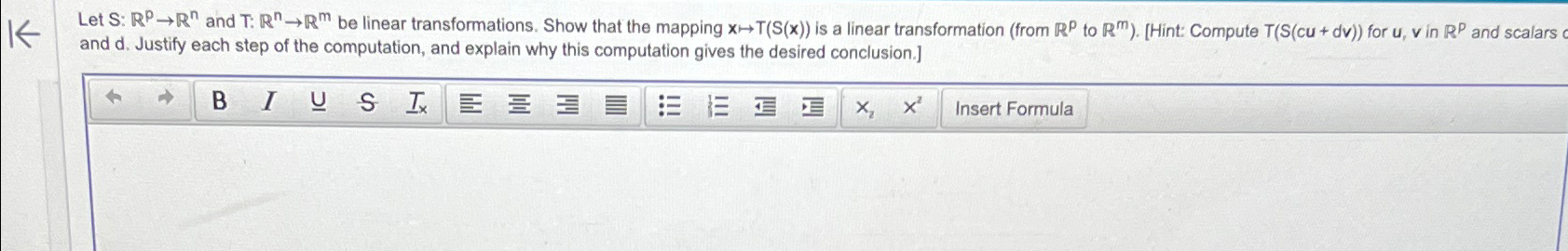 Solved Let S:Rp→Rn ﻿and T:Rn→Rm ﻿be linear transformations. | Chegg.com