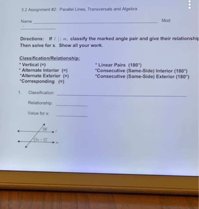 Solved 3.2 Assignment #2: Parallel Lines, Transversals and | Chegg.com