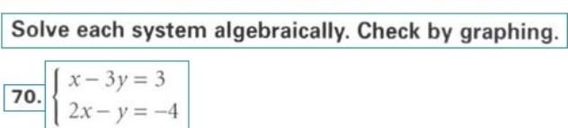 Solved Solve each system algebraically. Check by graphing. | Chegg.com