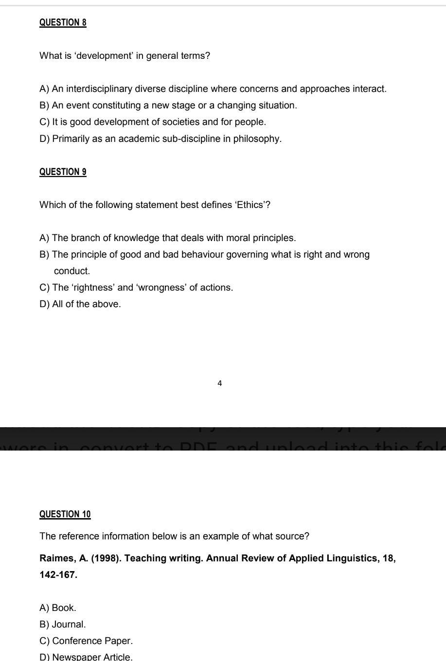 PART 1 MULTIPLE CHOICE QUESTIONS Write the letter of | Chegg.com