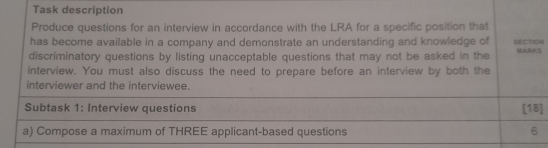 Solved Task descriptionProduce questions for an interview in | Chegg.com