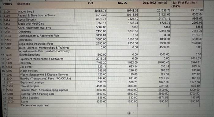 Solved Based on the data label "Expenses Reporf": Create a | Chegg.com