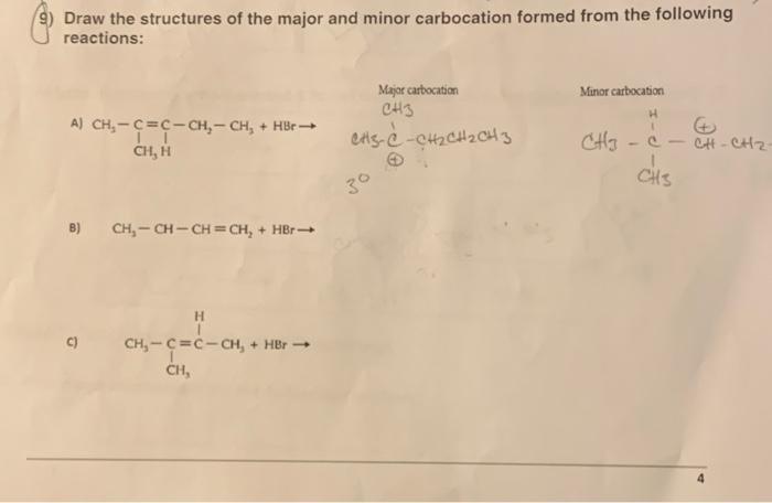 Solved (9) Draw the structures of the major and minor | Chegg.com