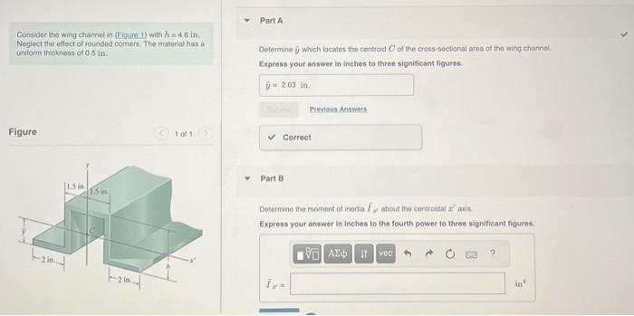 Solved Consider the wing channel in (Figure 1) with h=4.6 | Chegg.com