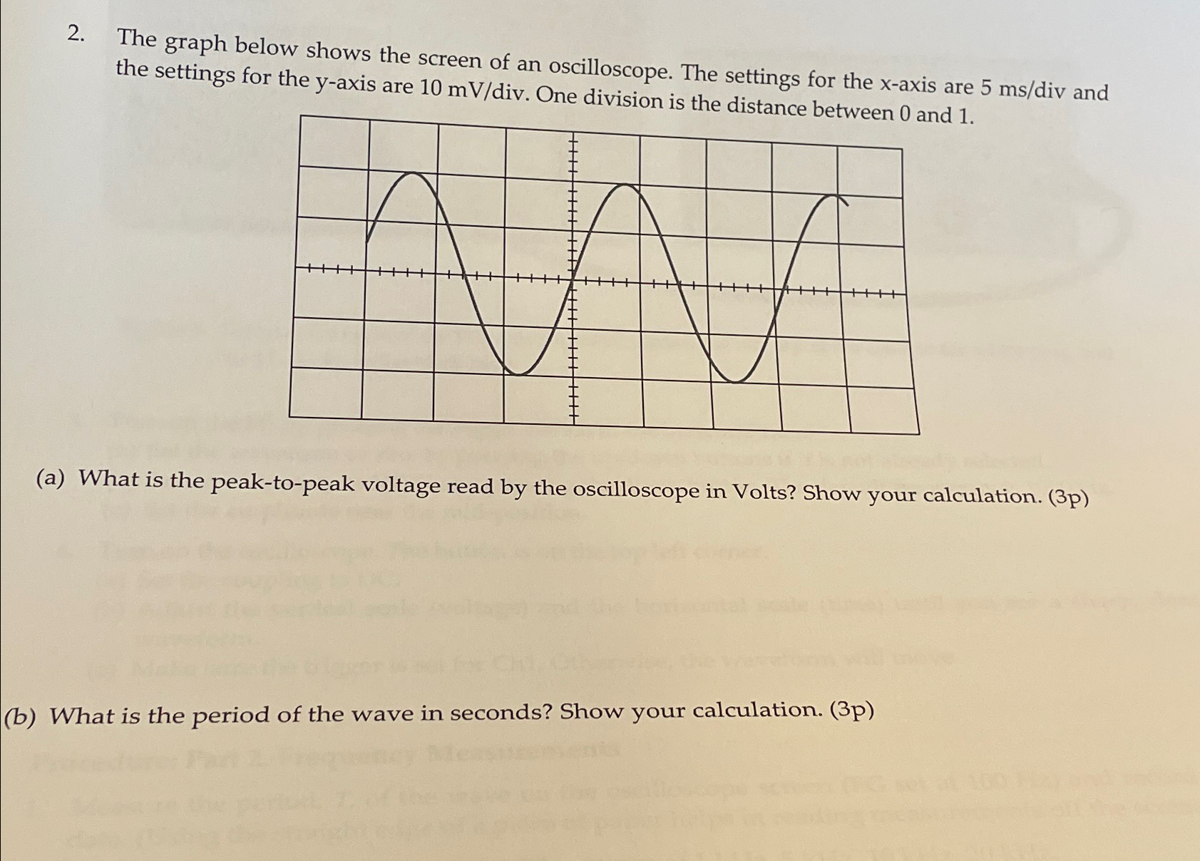 Solved The graph below shows the screen of an oscilloscope. | Chegg.com