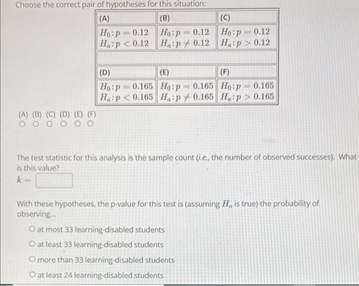 Solved Question 6 When conducting a hypothesis test with a | Chegg.com