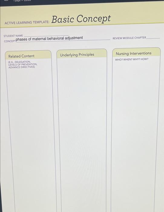 Solved Basic Concept ACTIVE LEARNING TEMPLATE: STUDENT NAME | Chegg.com