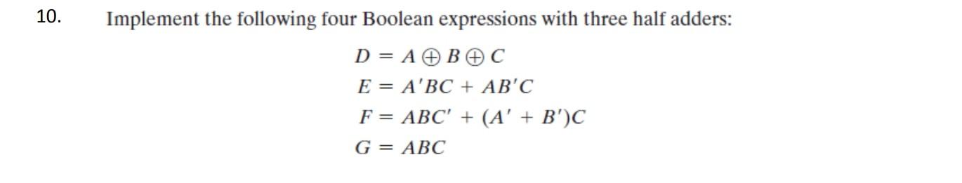 Solved 0 Implement The Following Four Boolean Expressions 3669