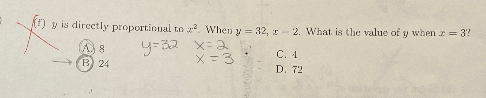 Solved (f) y ﻿is directly proportional to x2. ﻿When | Chegg.com