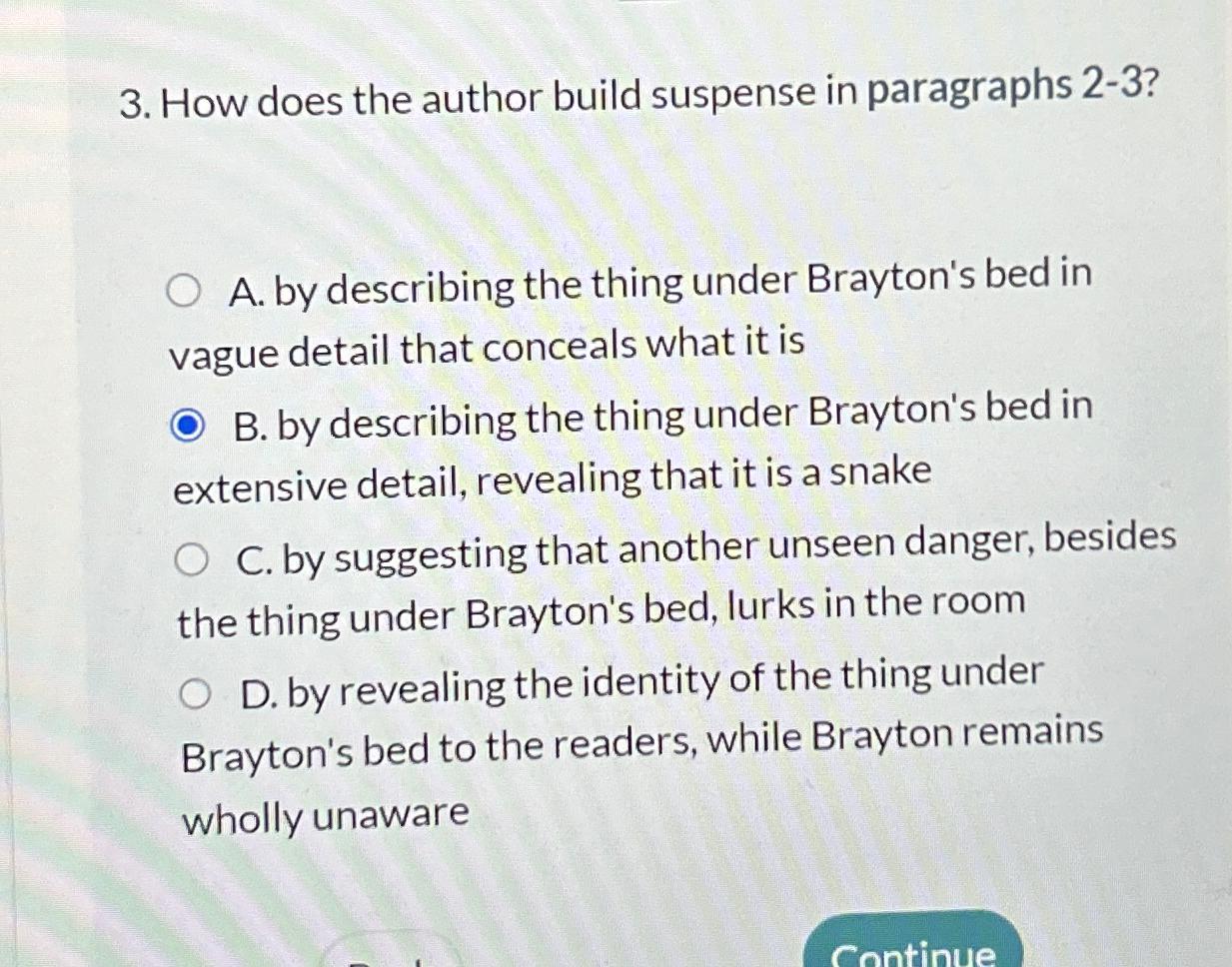 Solved How does the author build suspense in paragraphs | Chegg.com