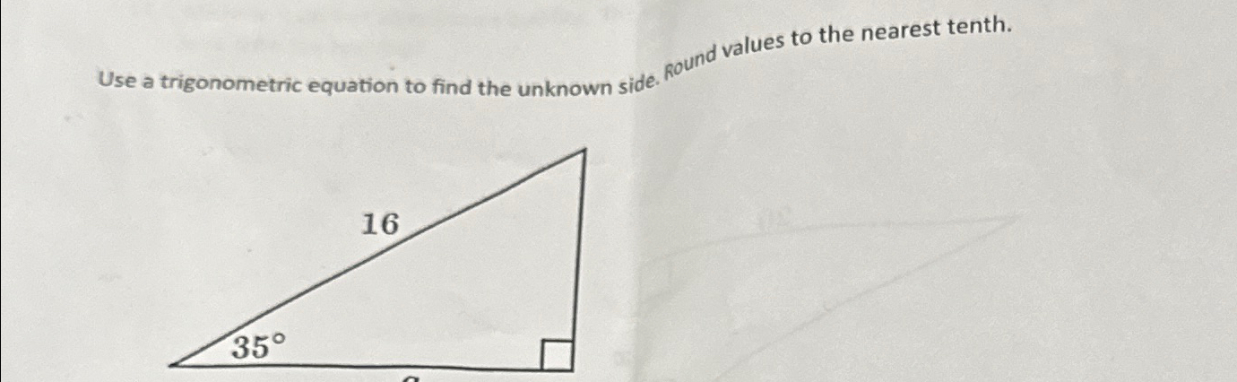 Solved Use a trigonometric equation to find the unknown | Chegg.com