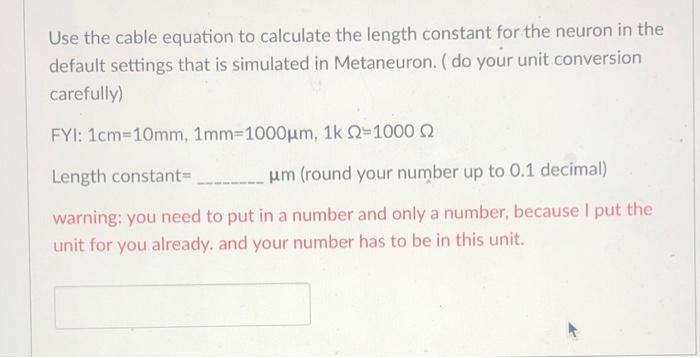Use the cable equation to calculate the length | Chegg.com