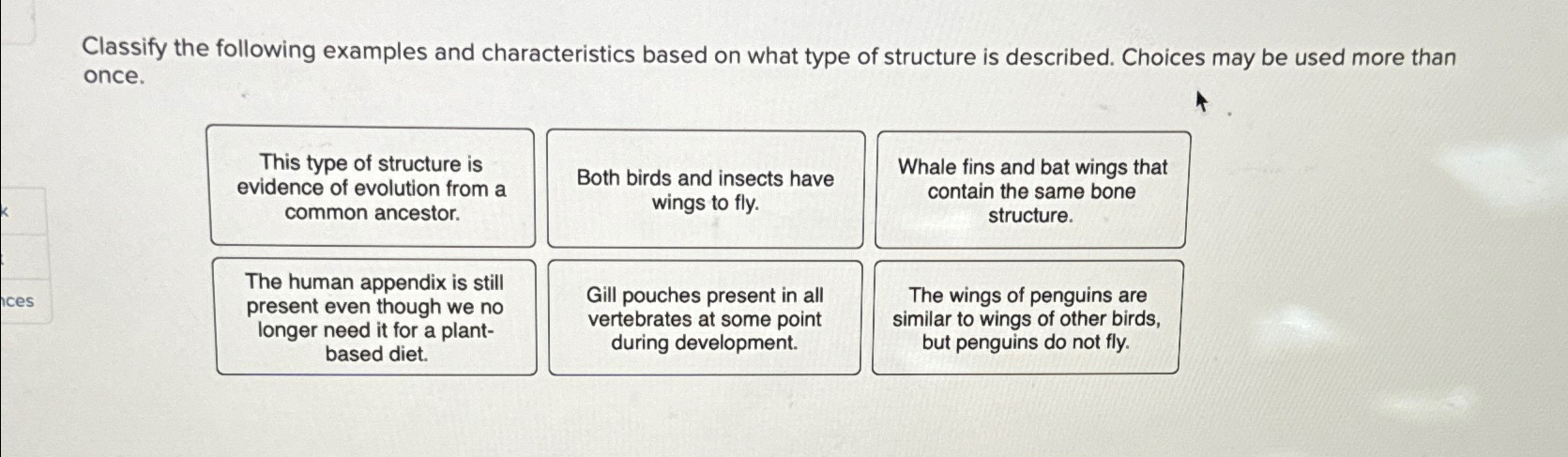 Solved Classify the following examples and characteristics | Chegg.com