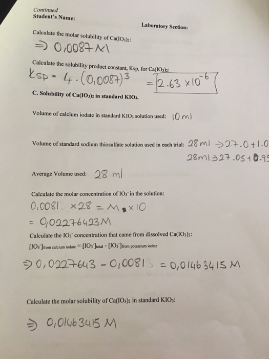 Solved Calculate the molar solubility of Ca((IO)3)2 from its | Chegg.com