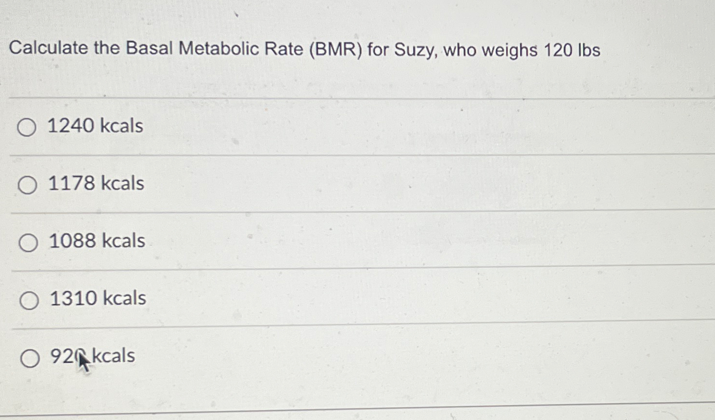 Solved Calculate the Basal Metabolic Rate (BMR) ﻿for Suzy, | Chegg.com
