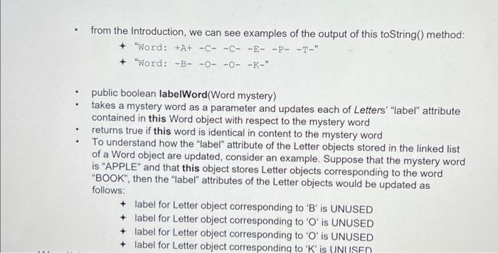 Solved This class represents a word in the game that is | Chegg.com