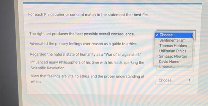 For each Philosopher or concept match to the | Chegg.com