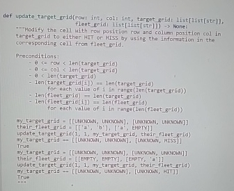 Solved def update_target_grid(rowt int, col: int, | Chegg.com