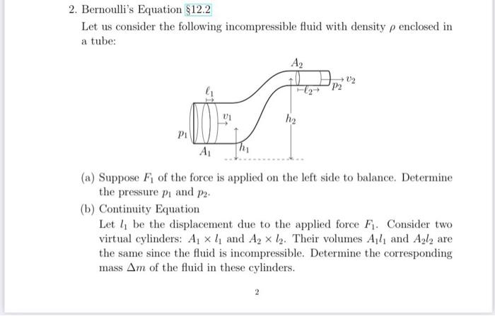 Solved 2. Bernoulli's Equation §12.2 Let us consider the | Chegg.com