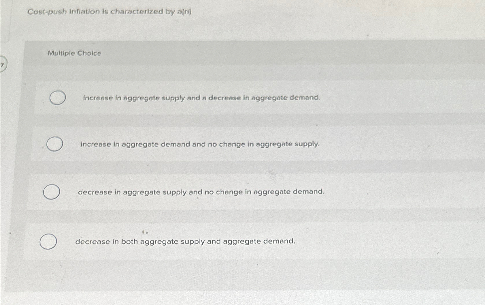 Solved Cost-push inflation is characterized by a(ni)Multiple | Chegg.com
