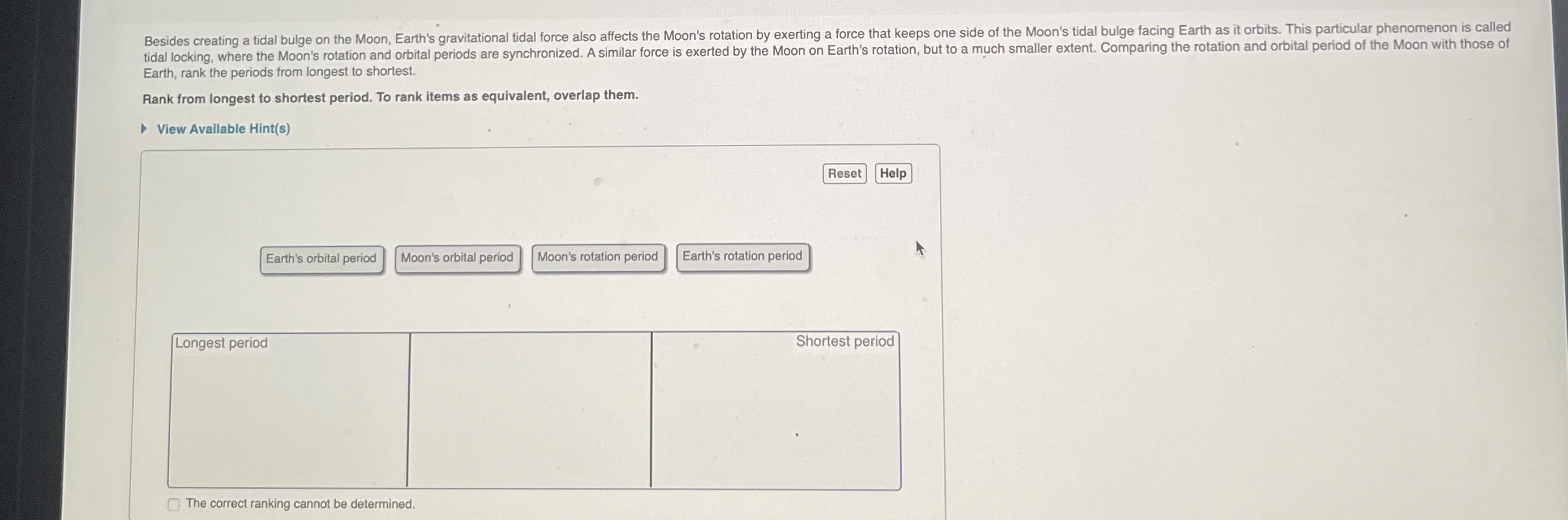 Solved Earth, rank the periods from longest to shortest.Rank | Chegg.com