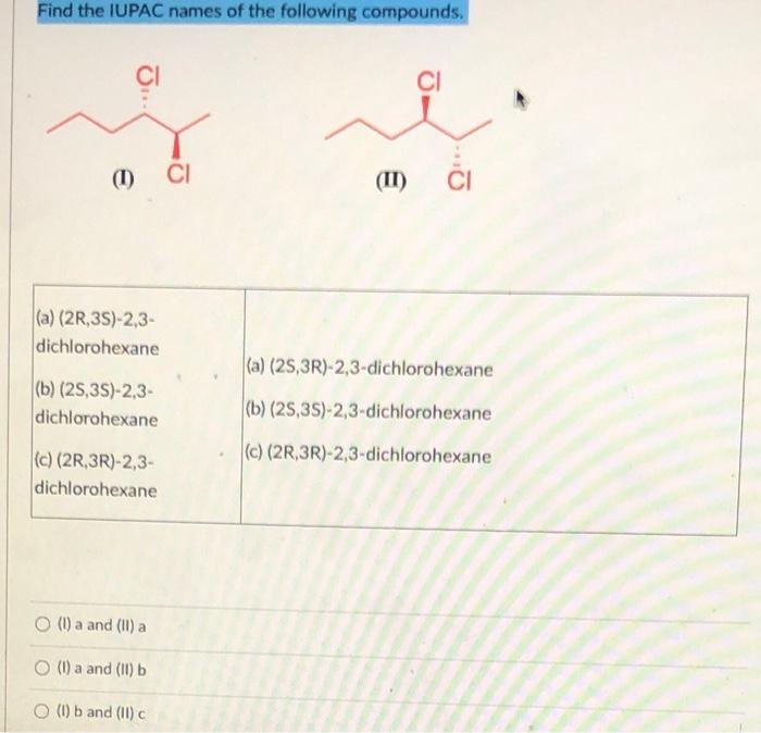Solved Find the IUPAC names of the following compounds. (I) | Chegg.com