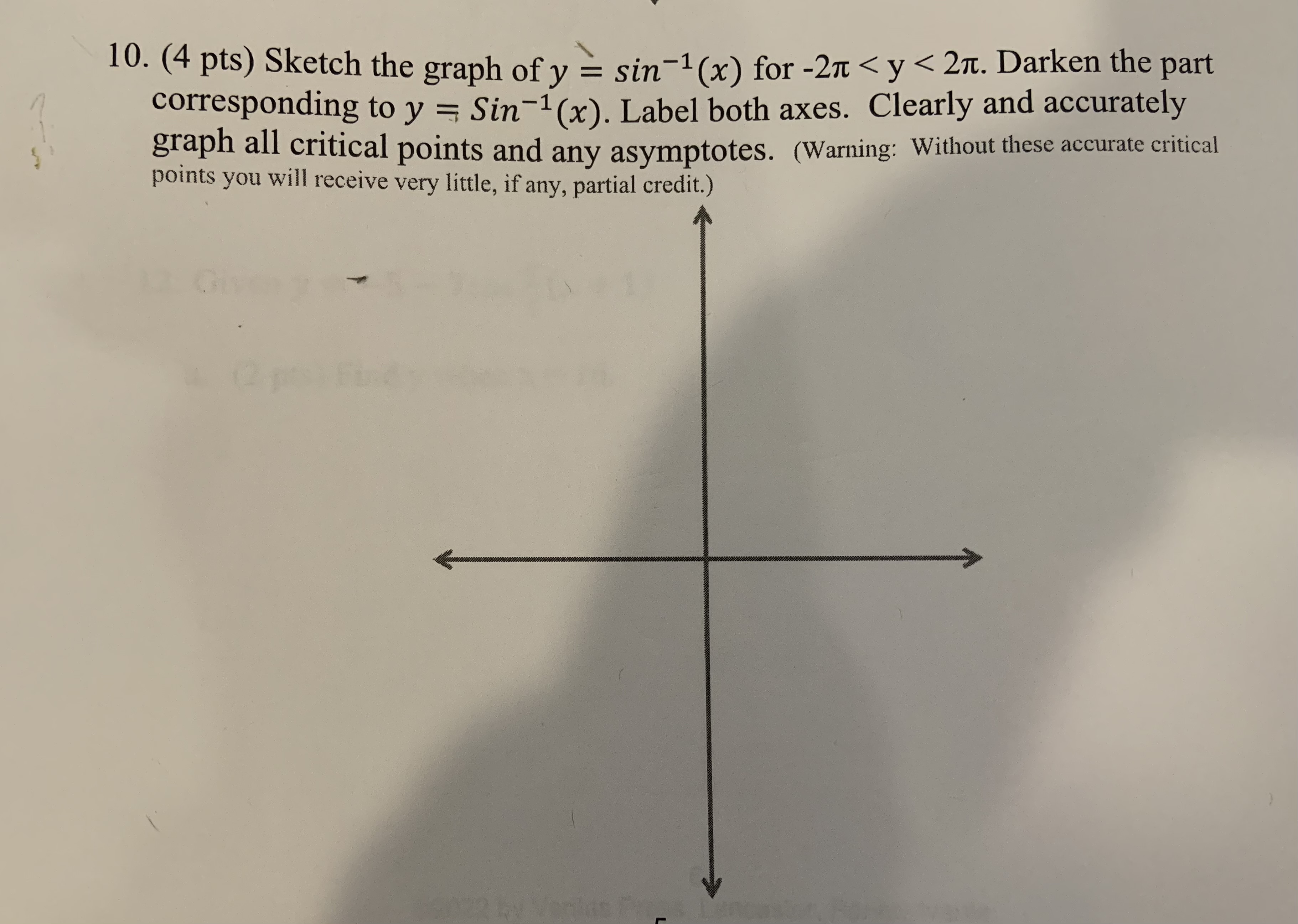 Solved Sketch the graph of y=sin-1(x) ﻿for -2\pi | Chegg.com