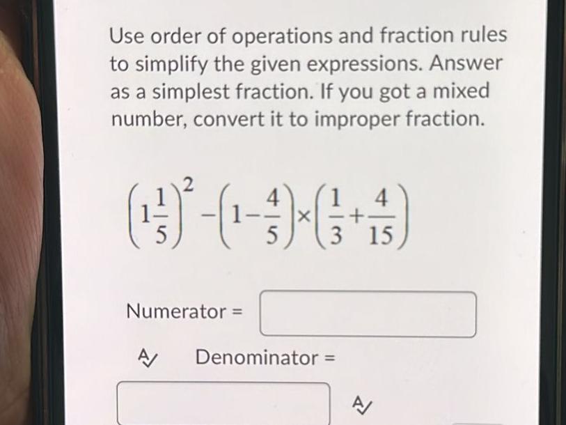 Solved Use order of operations and fraction rules to | Chegg.com