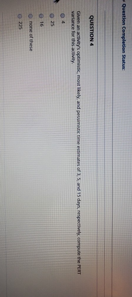 Solved Question Completion Status: QUESTION 4 Given an | Chegg.com