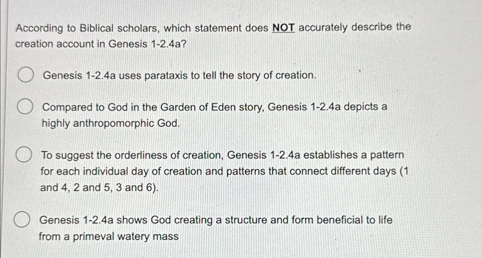 Solved According to Biblical scholars, which statement does | Chegg.com