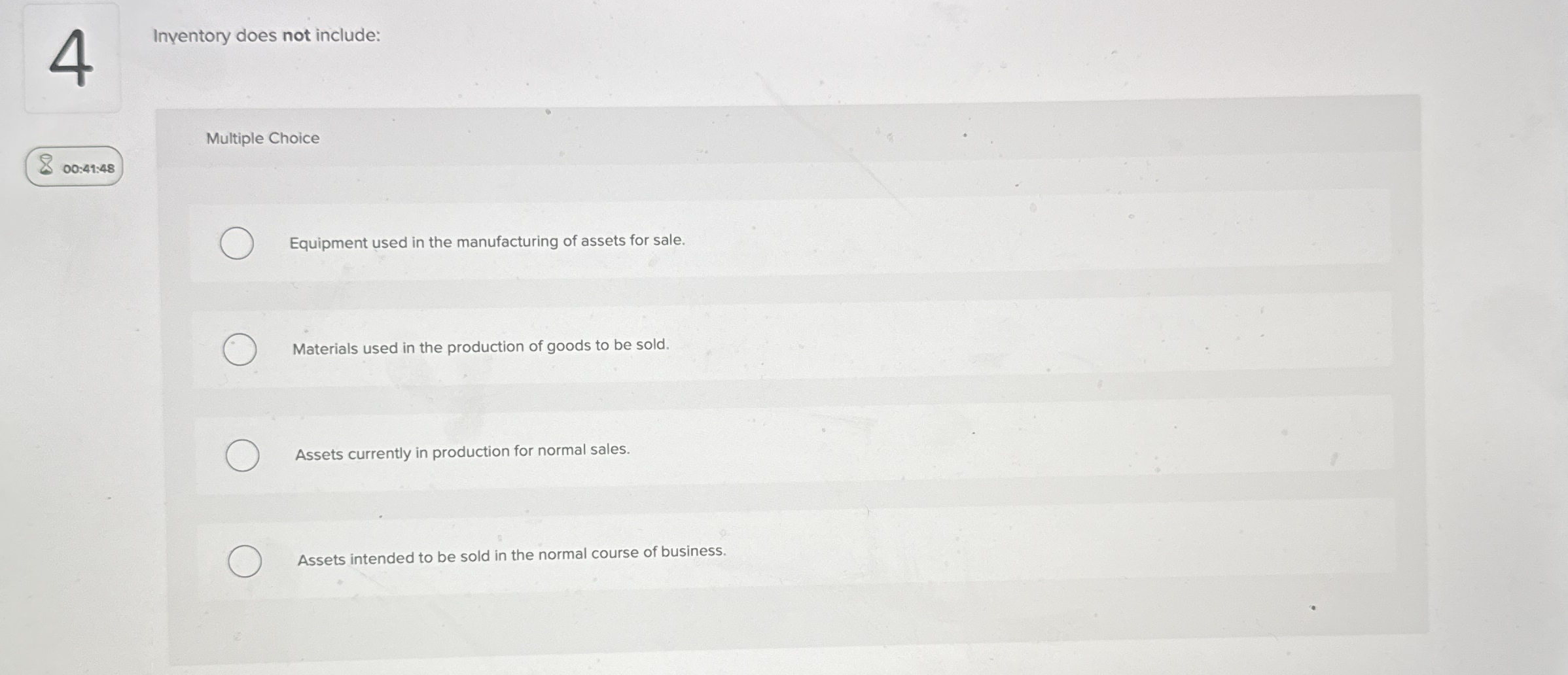 Solved 4Inventory does not include:Multiple | Chegg.com