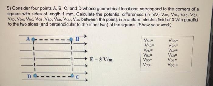 Solved 5) Consider four points A, B, C, and D whose | Chegg.com