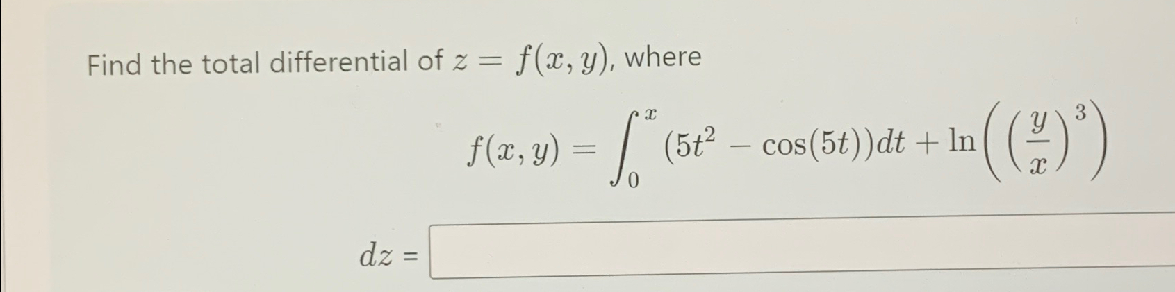 Solved Find the total differential of z=f(x,y), | Chegg.com