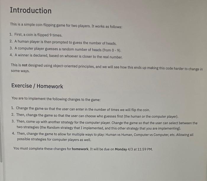 Solved This is a simple coin flipping game for two players. | Chegg.com