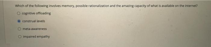 Solved Which of the following involves memory, possible | Chegg.com