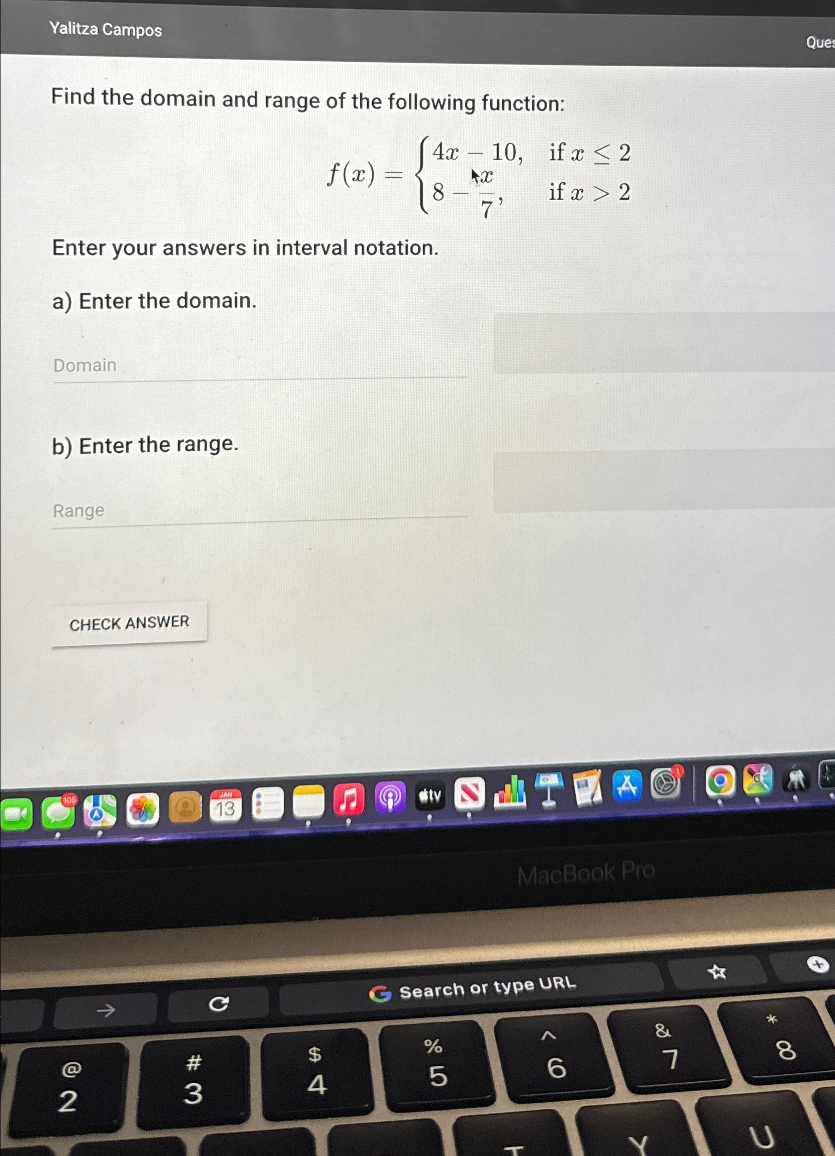 Solved Find the domain and range of the following | Chegg.com